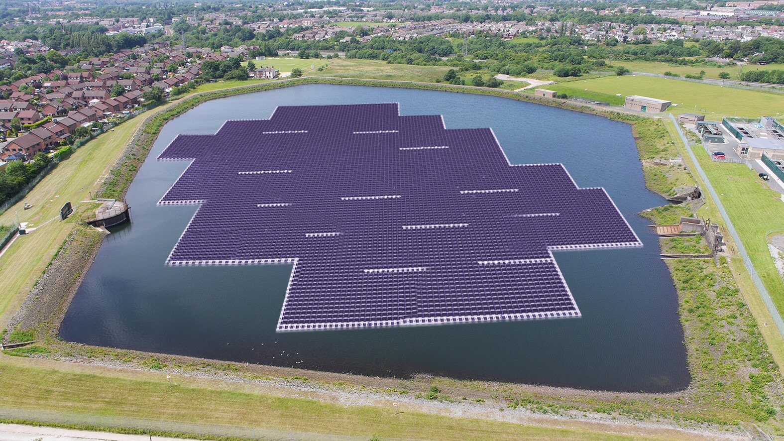 Europe's largest floating solar system on a Manchester reservoir ...