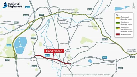Warning as M67 closed over this weekend for bridge replacement at ...